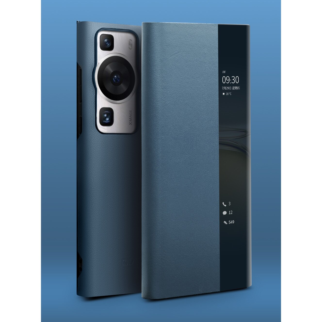 Huawei P60 Pro Vékony, természetes bőrből készült tok, smart cover ...