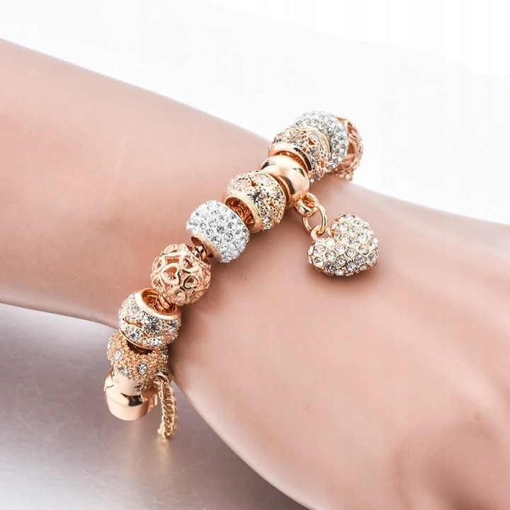 Bratara dama, pandora,11 charmuri, inox gold - eMAG.ro