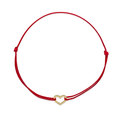 Bratara aur 14k Heart, cu snur rosu reglabil, model inima decupata ...