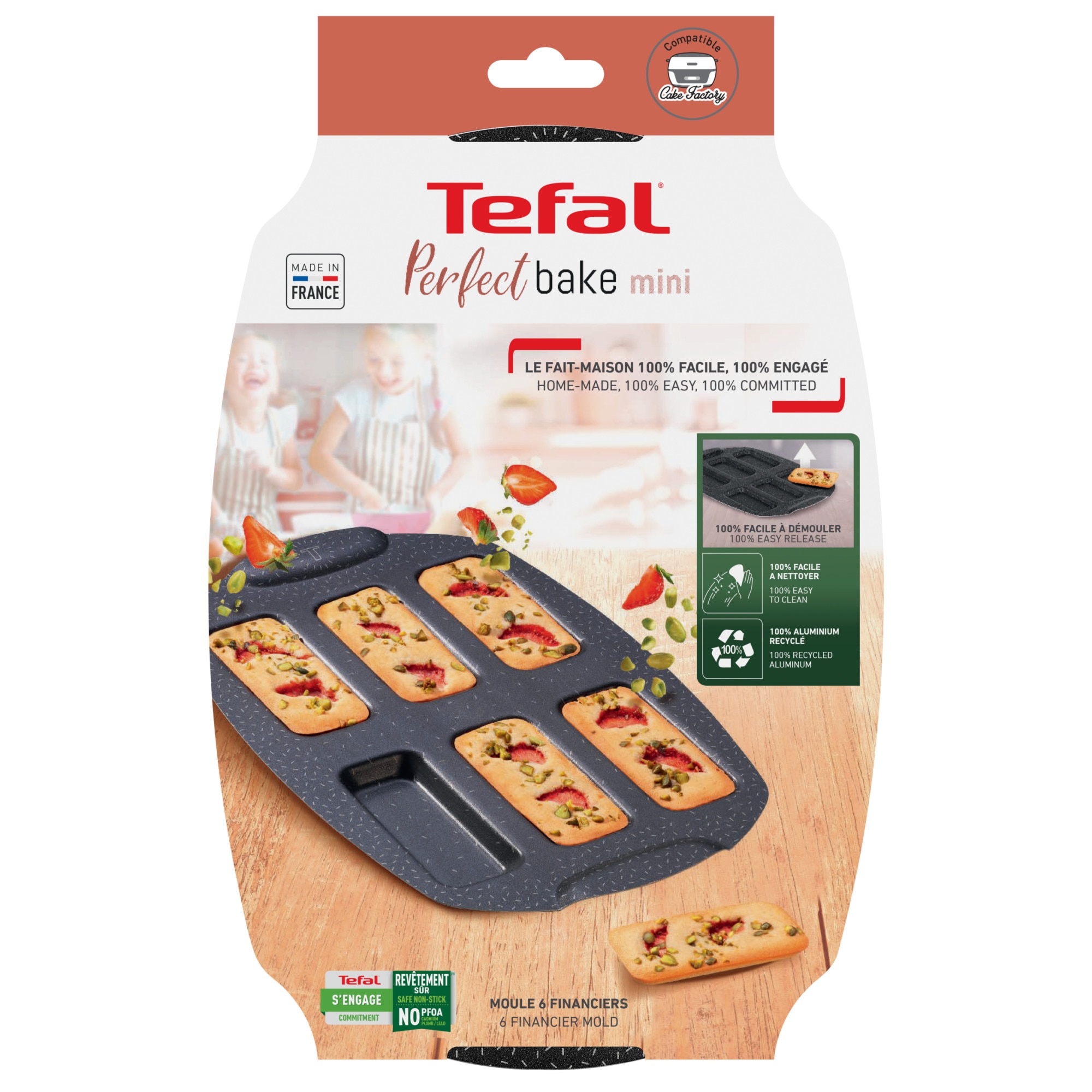 Forma de copt Tefal PerfectBake Mini Tarte dreptunghiulare, aluminiu ...