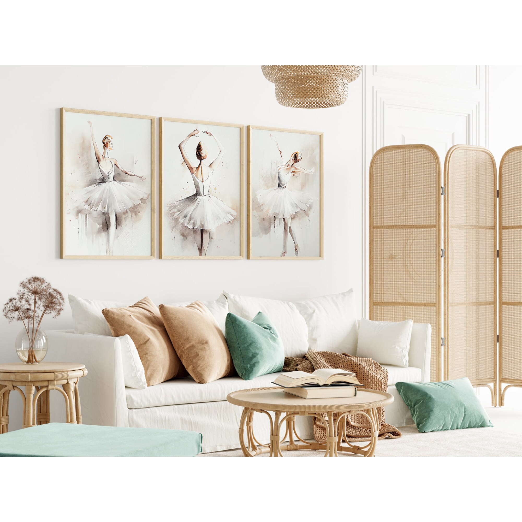 Set de 3 tablouri Ana Design "Balerina", fara rama, print pe hartie ...