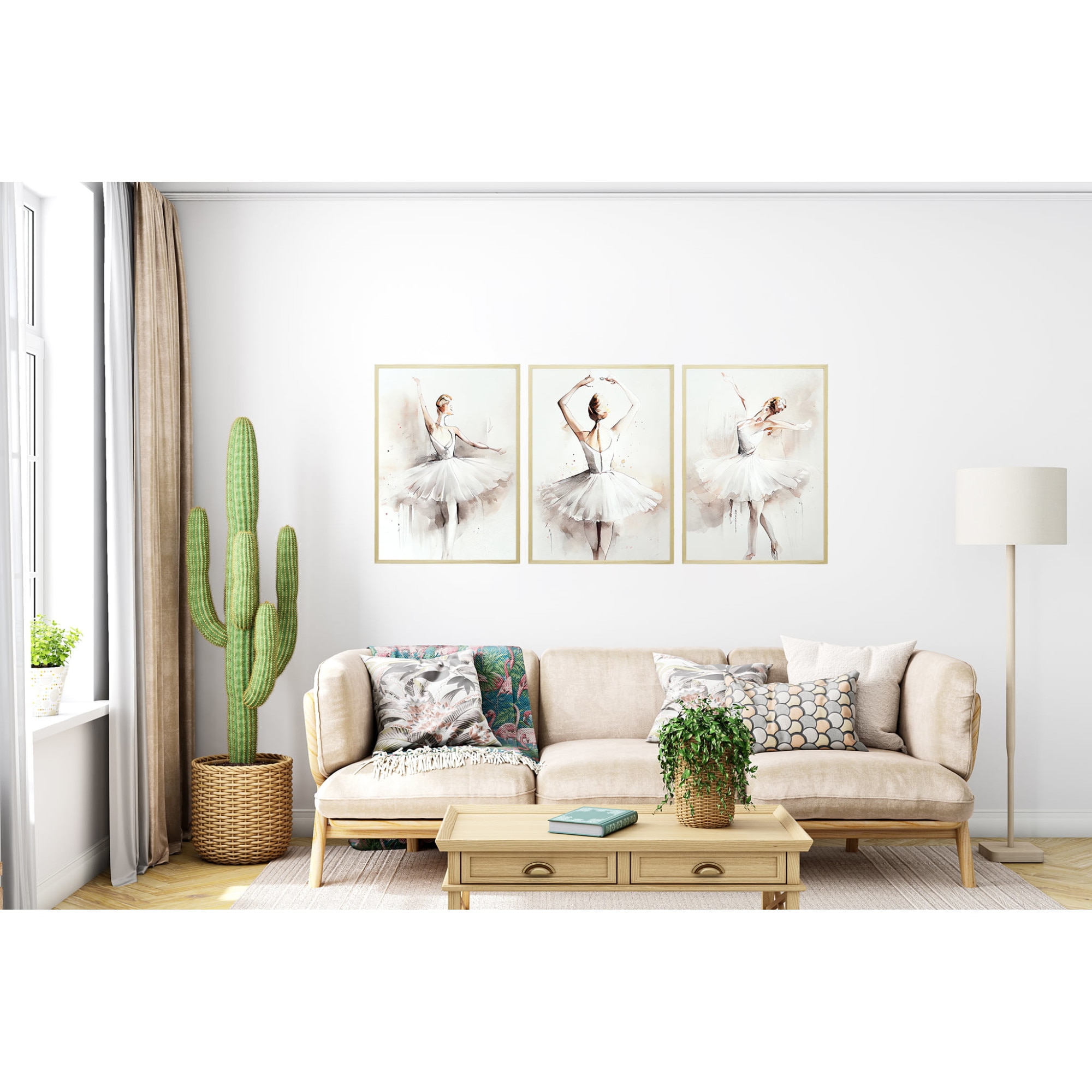 Set de 3 tablouri Ana Design "Balerina", fara rama, print pe hartie ...