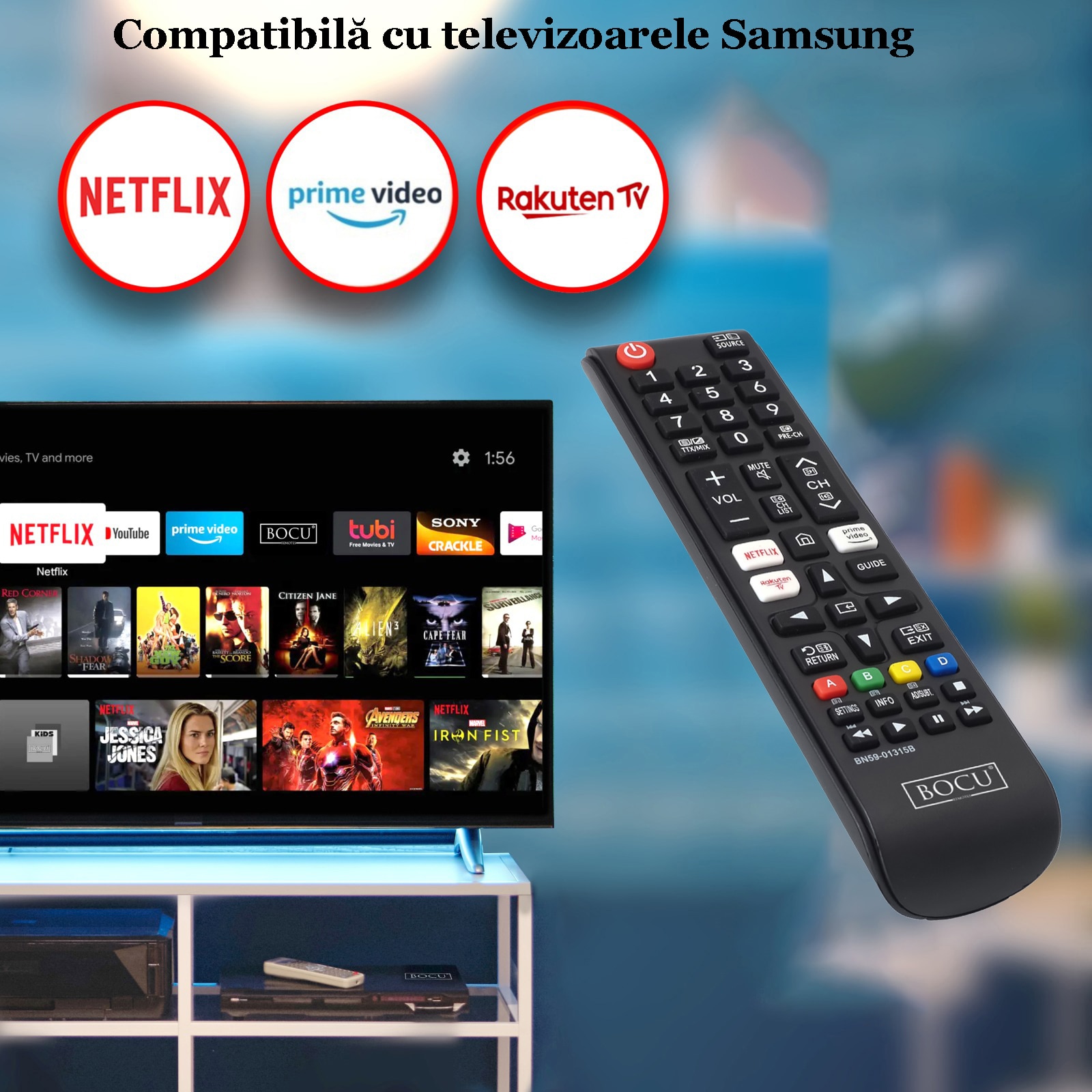 Telecomanda TV, Compatibila Samsung Smart, BN59-01315B, NETFLIX, prime ...
