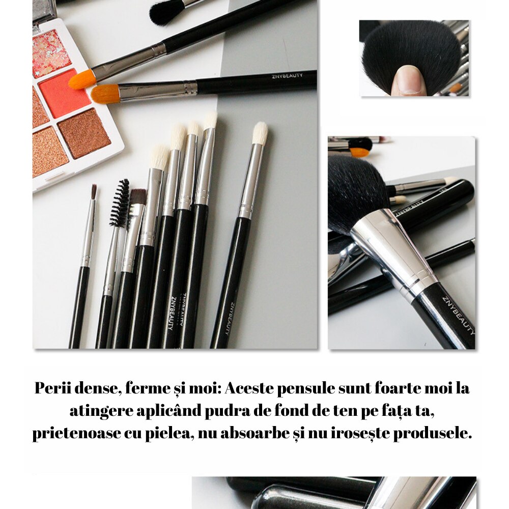 Set 30 pensule profesionale pentru machiaj din par natural si fibre ...
