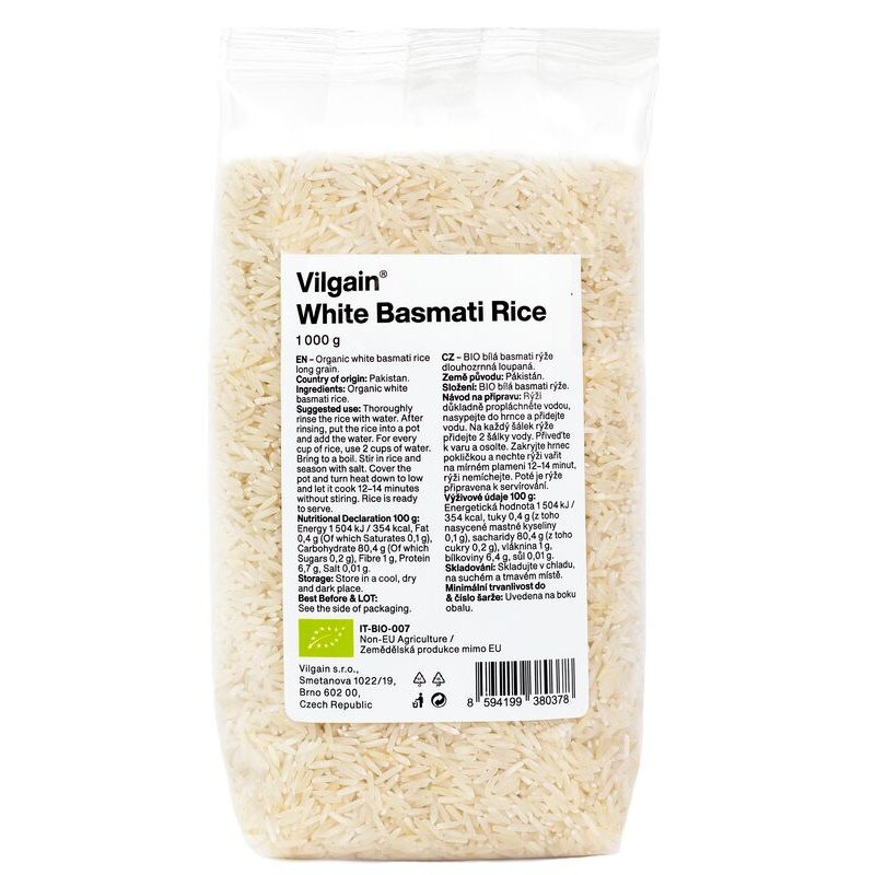 Orez alb, Vilgain, Basmati, BIO, 1000 g - eMAG.ro