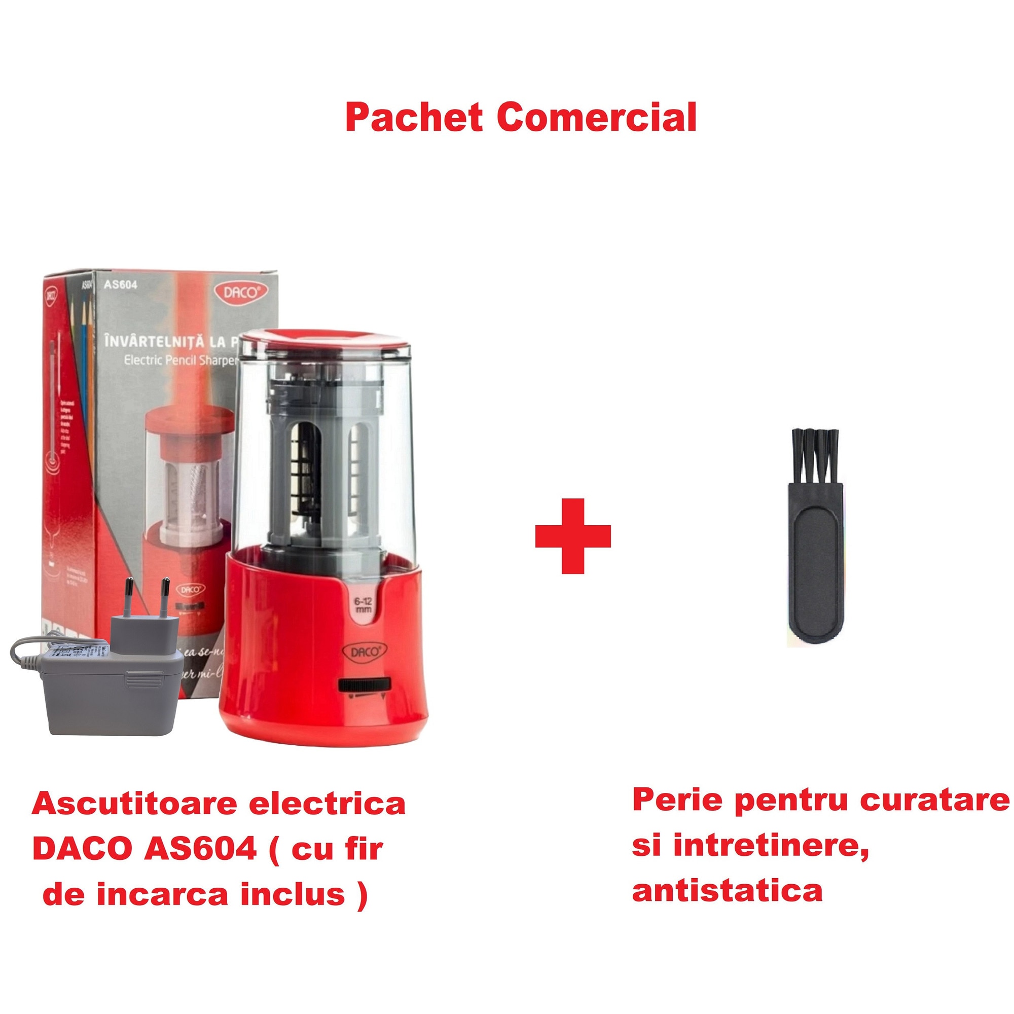 Pachet Ascutitoare electrica dubla, Daco, Pentru creioane, Plastic ...
