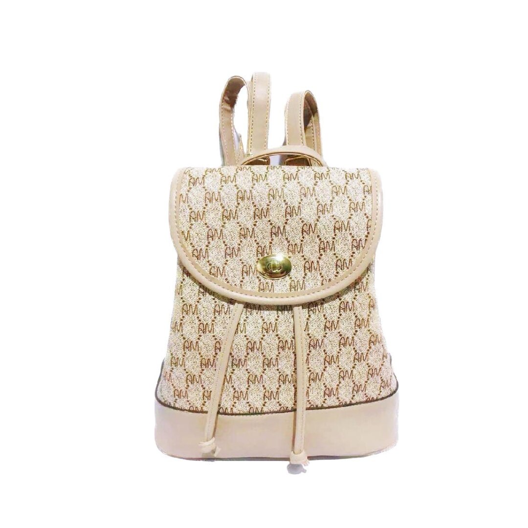 Rucsac dama impermeabil, bej cu maro, cu snur si clapeta 30x13x30 - eMAG.ro