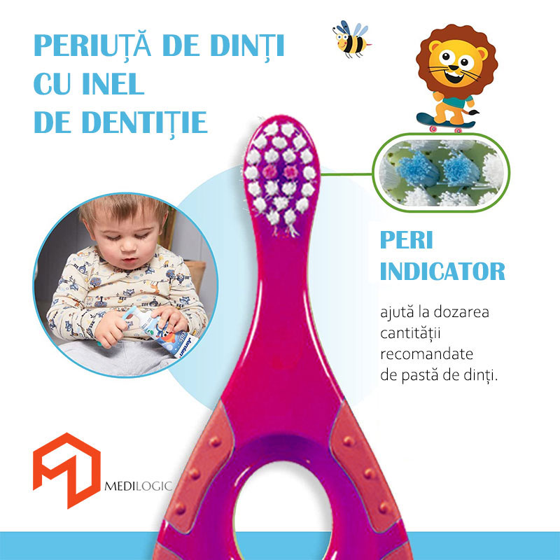 Periuta de dinti cu inel gingival pentru bebelusi 0-2 ani, sigura si ...