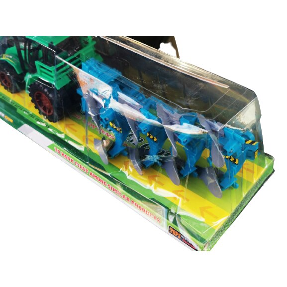 Tractor de jucarie cu plug, parti mobile, design clasic, verde - eMAG.ro