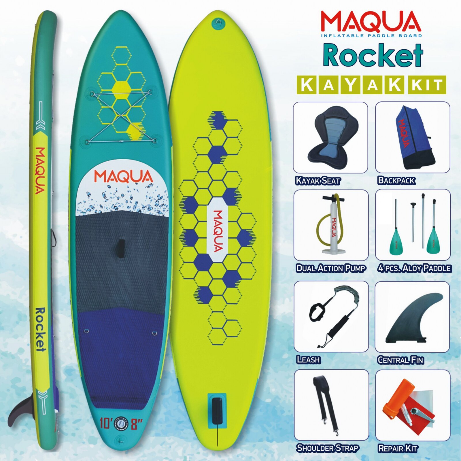 Paddleboard SUP, felfújható szörfdeszka szett Rocket KAYAK KIT, 330 cm ...