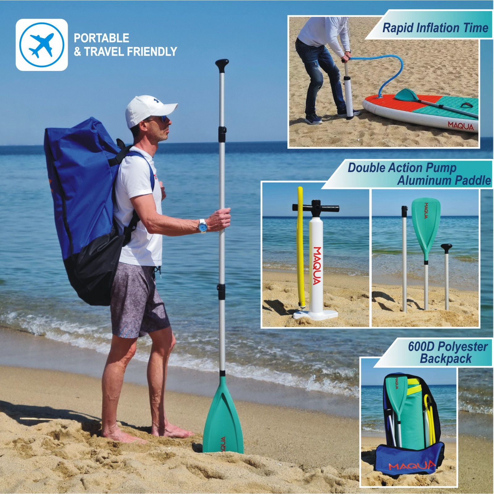 Paddleboard SUP, felfújható szörfdeszka szett Rocket KAYAK KIT, 330 cm ...