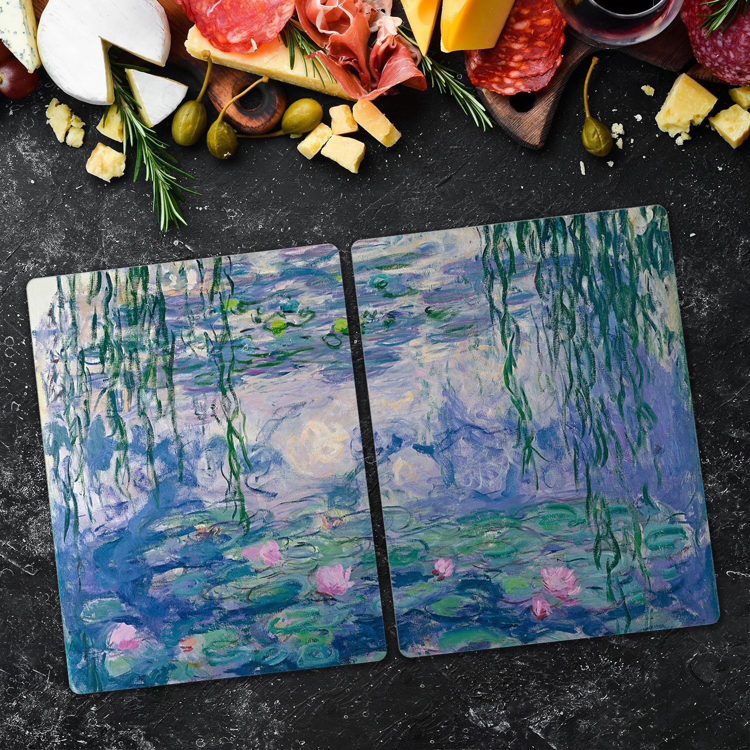 Tocator pe sticla, Dreptunghi, Nuferi Claude Monet Tablou Decorativ ...