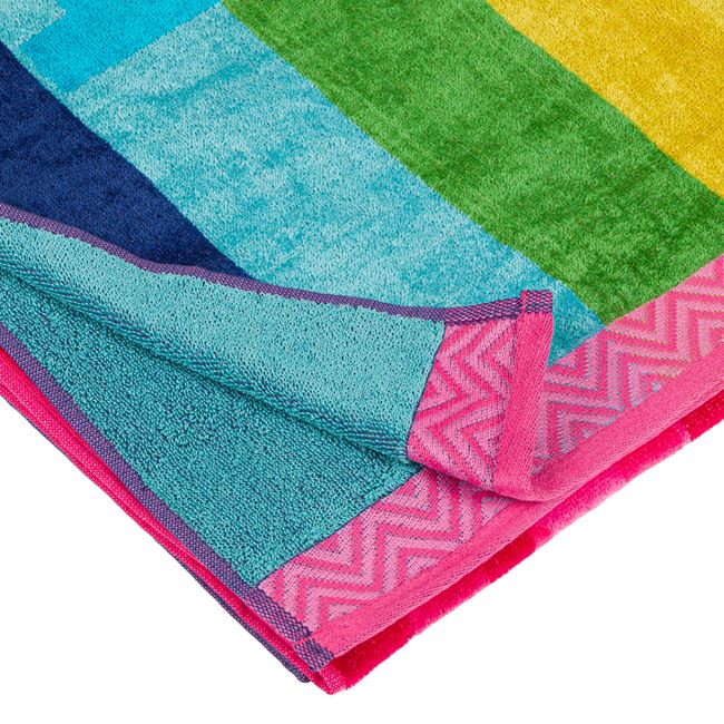 Prosop de plaja Beach Happy 75x150cm, bumbac, colorat, dungi - eMAG.ro