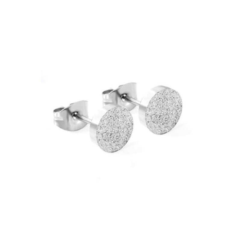 Cercei rotunzi mici stud pe lob, argintii din otel inoxidabil ...