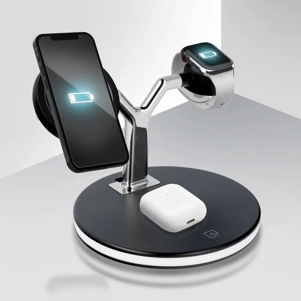 Dock de incarcare 3in1 Wireless Fast Charge 25W, MagSafe, Compatibil cu ...