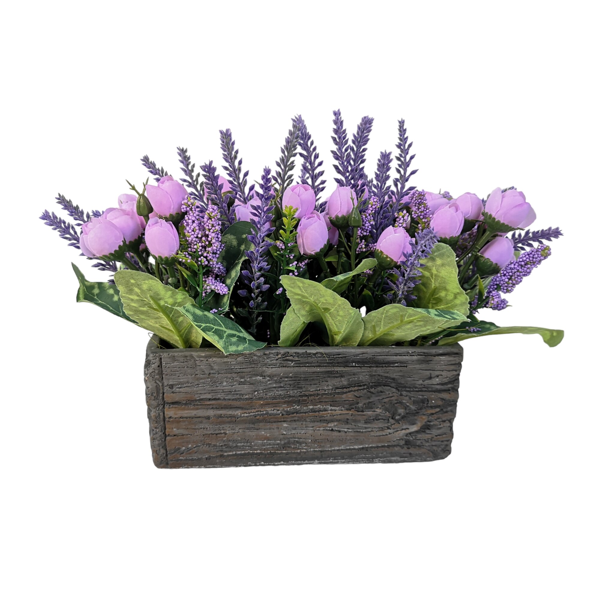 Aranjament floral in vas dreptunghiular din piatra, DADY, cu flori ...