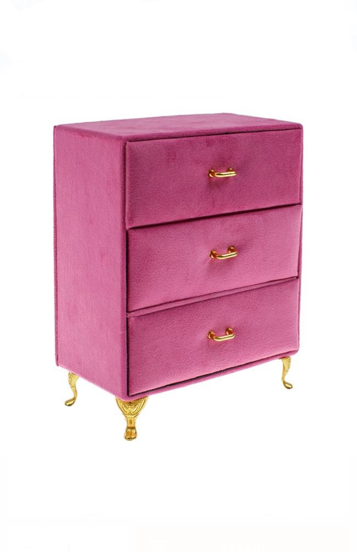 Organizator bijuterii cu 3 sertare, din catifea roz bombon, 15x9x19.5 ...