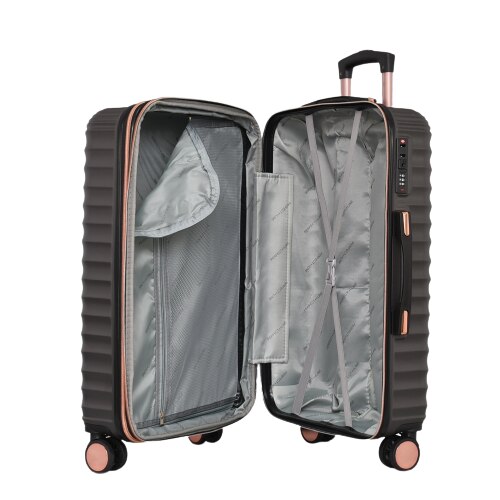 Комплект Куфари Perfect line ABS 8131, 77/50/30 см, Разширител, Тъмносиви, 3 броя - eMAG.bg