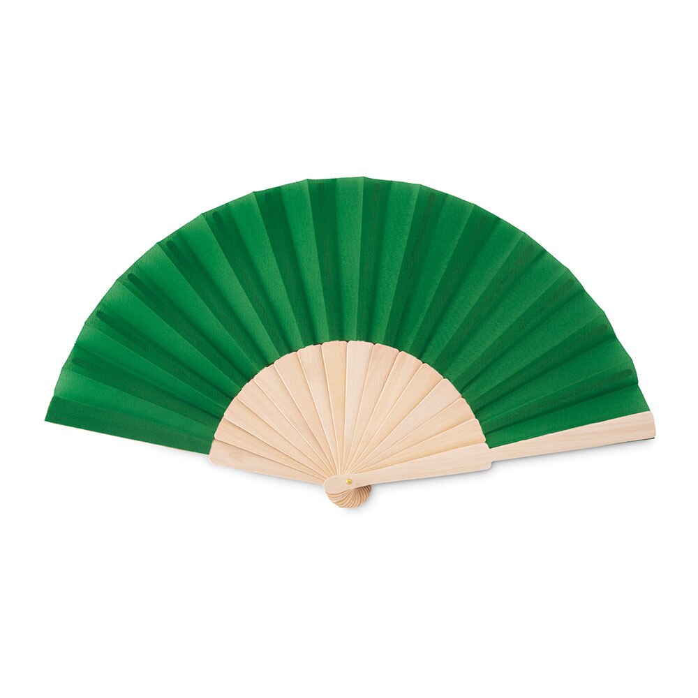 Evantai verde, din lemn si poliester, pliabil, impachetat in cutie ...