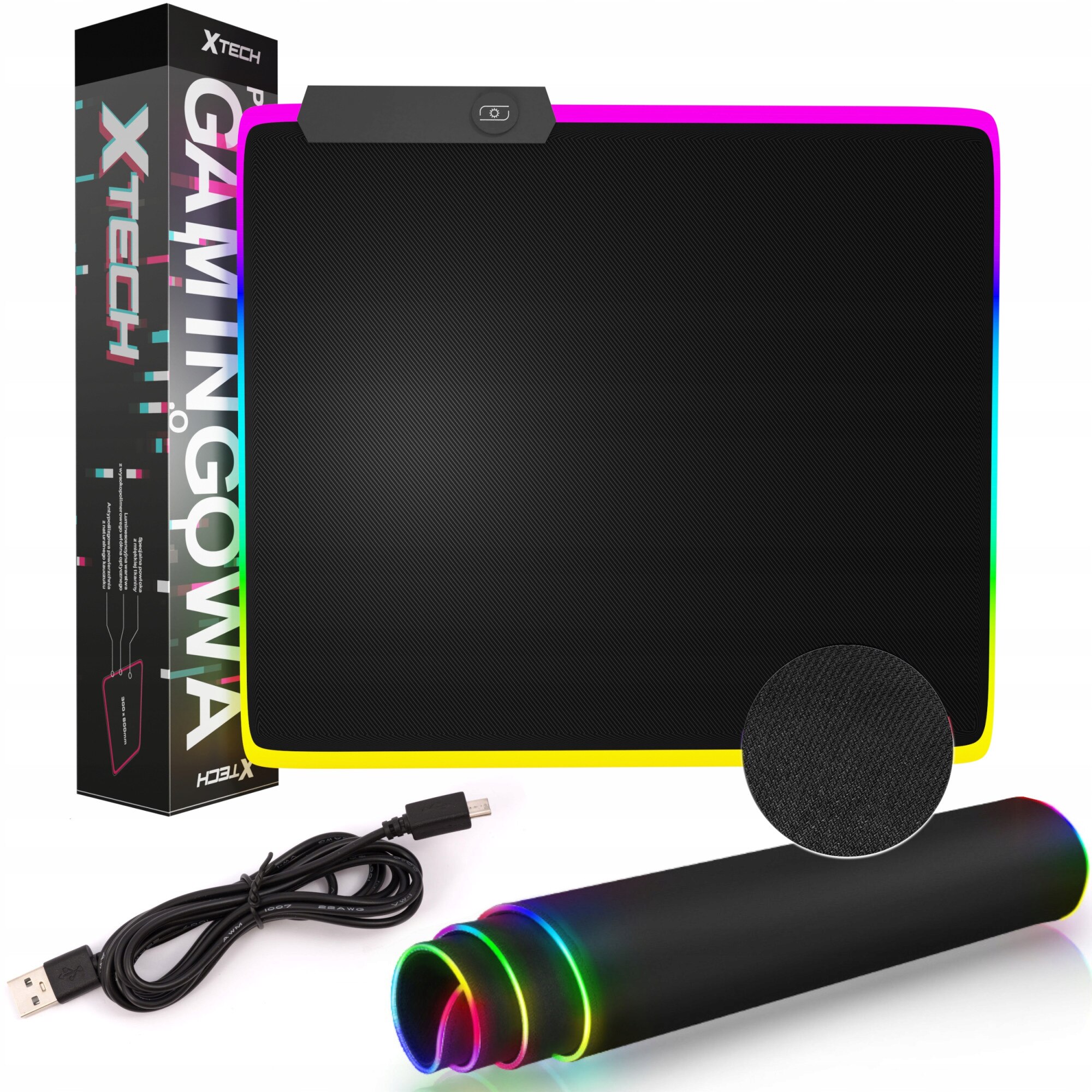 Mousepad gaming, Xtech, Cauciuc, 35x25x0.3, Iluminat LED - eMAG.ro