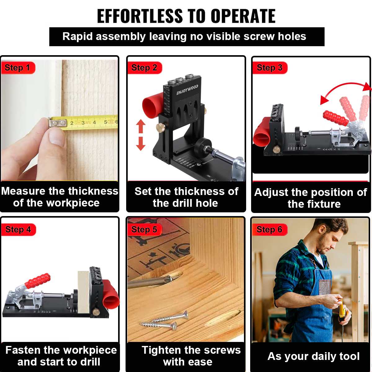 Дърводелски шаблон за сглобки Enjoywood Xk4 За сглобки и разпробиване на отвори под ъгъл Ръчно