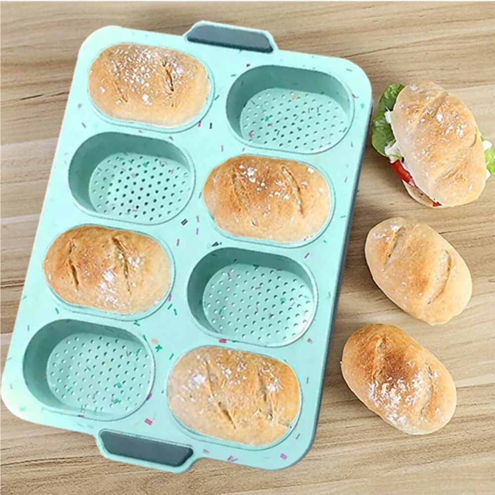 Forma din silicon cu 8 locuri de copt chifle, Zola®, 35.5x24.3x2x5 cm, albastra - eMAG.ro