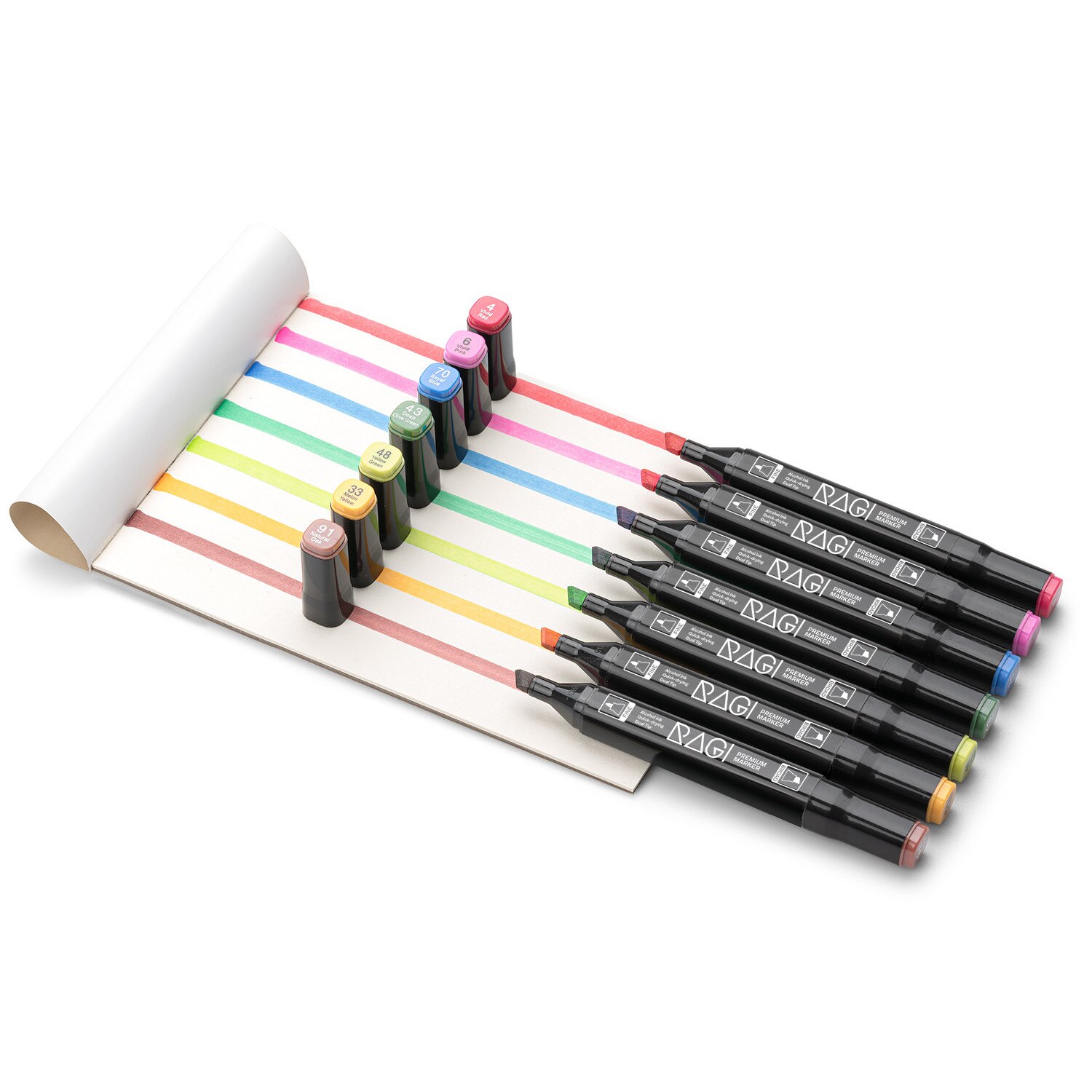 Set 80 de markere colorate RAGI, capete duble, cerneala pe baza de ...