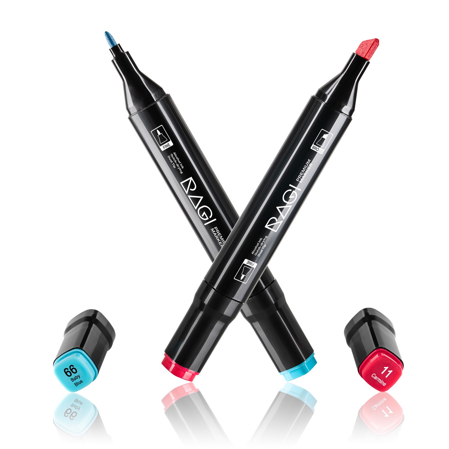 Set 80 de markere colorate RAGI, capete duble, cerneala pe baza de ...