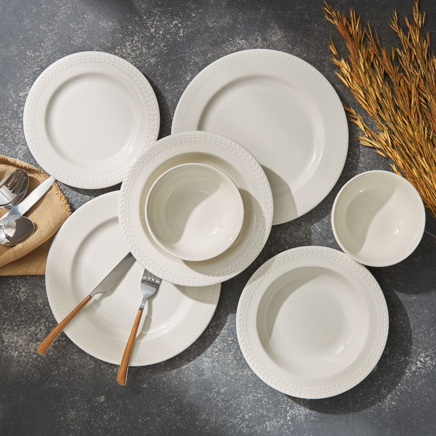 Set 24 piese vesela pentru 6 persoane Basak, Karaca, Alb - eMAG.ro