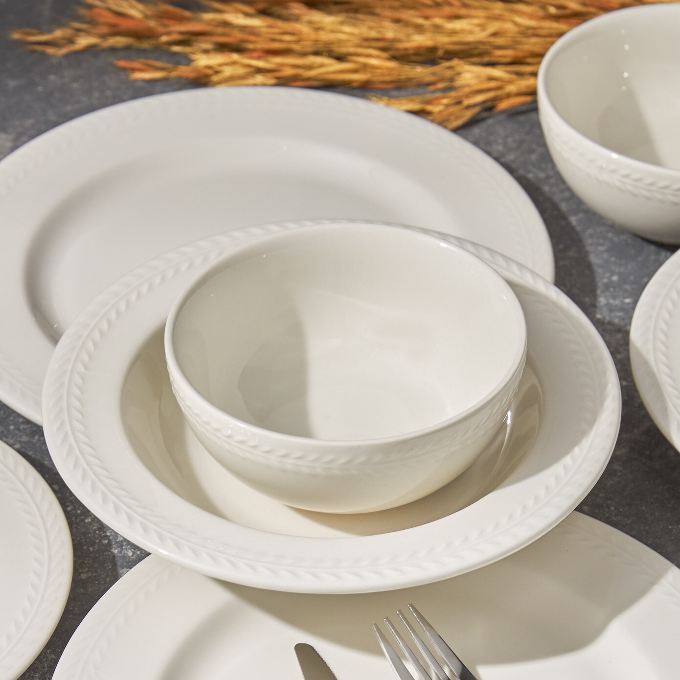 Set 24 piese vesela pentru 6 persoane Basak, Karaca, Alb - eMAG.ro