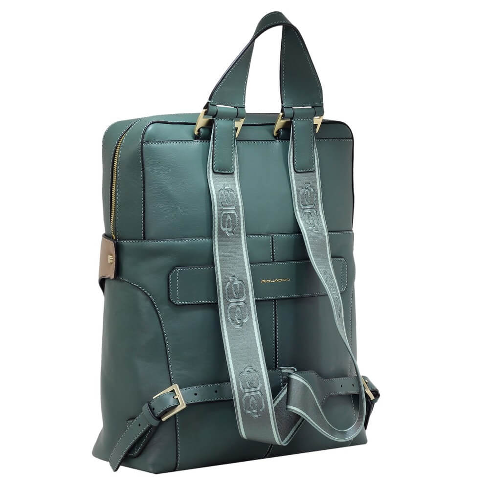 Rucsac de dama PIQUADRO din piele naturala, port laptop 15,6'', sistem ...