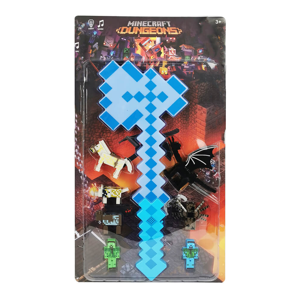 Set sabie de jucarie, Minecraft, lumini, sunete, Albastru - eMAG.ro