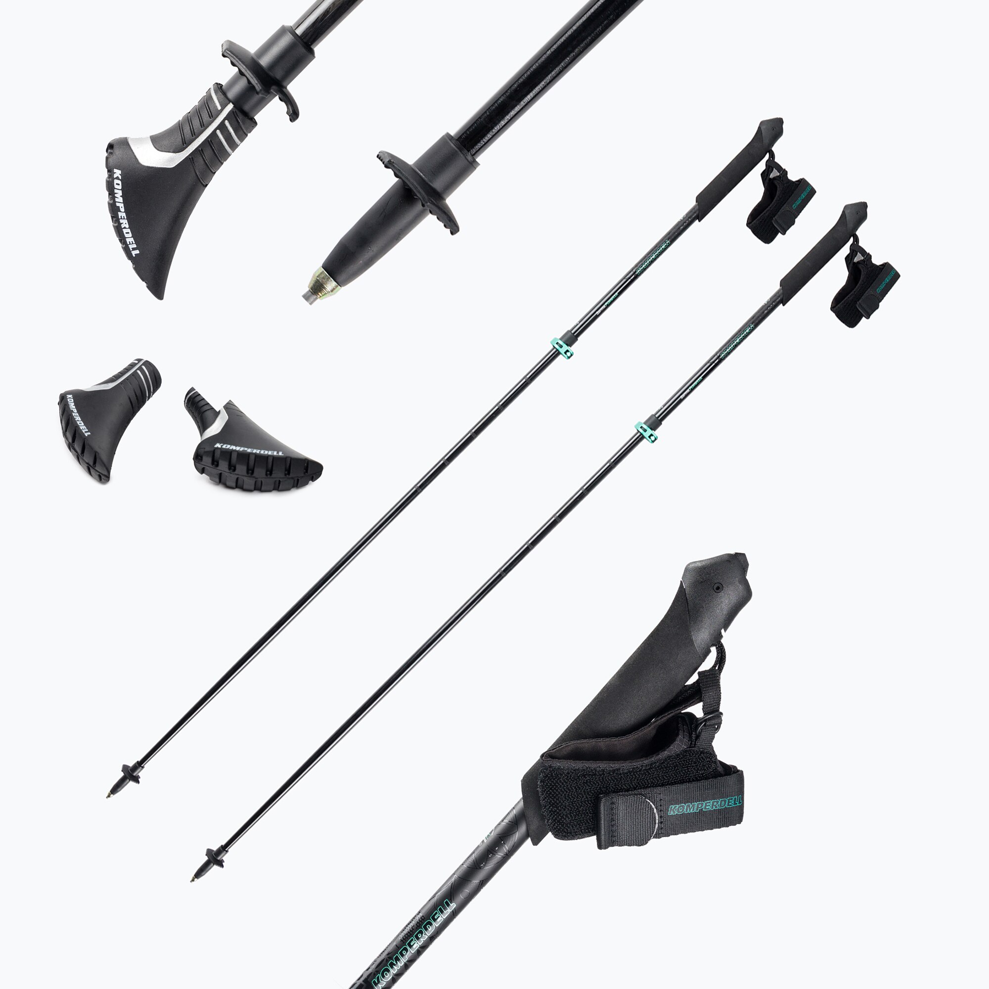 Set 2 bete treking, Komperdell, Aluminiu, Negru - eMAG.ro