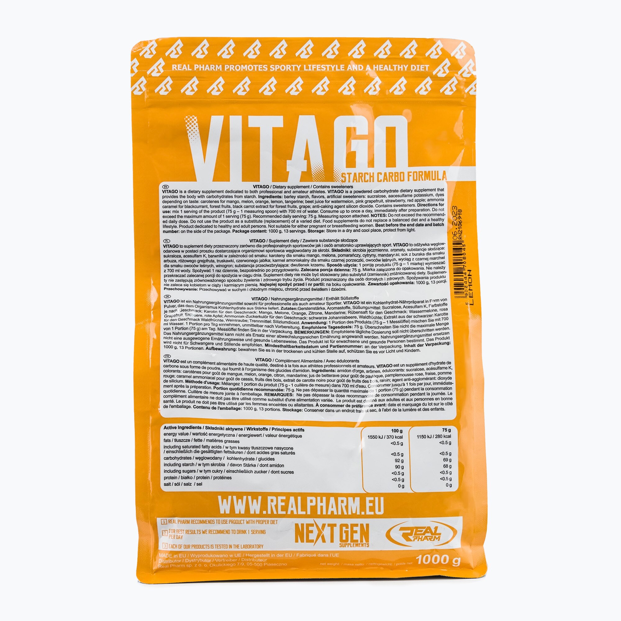 Carbohidrati Carbo Vita GO, Real Pharm, Lamaie, 1kg - eMAG.ro