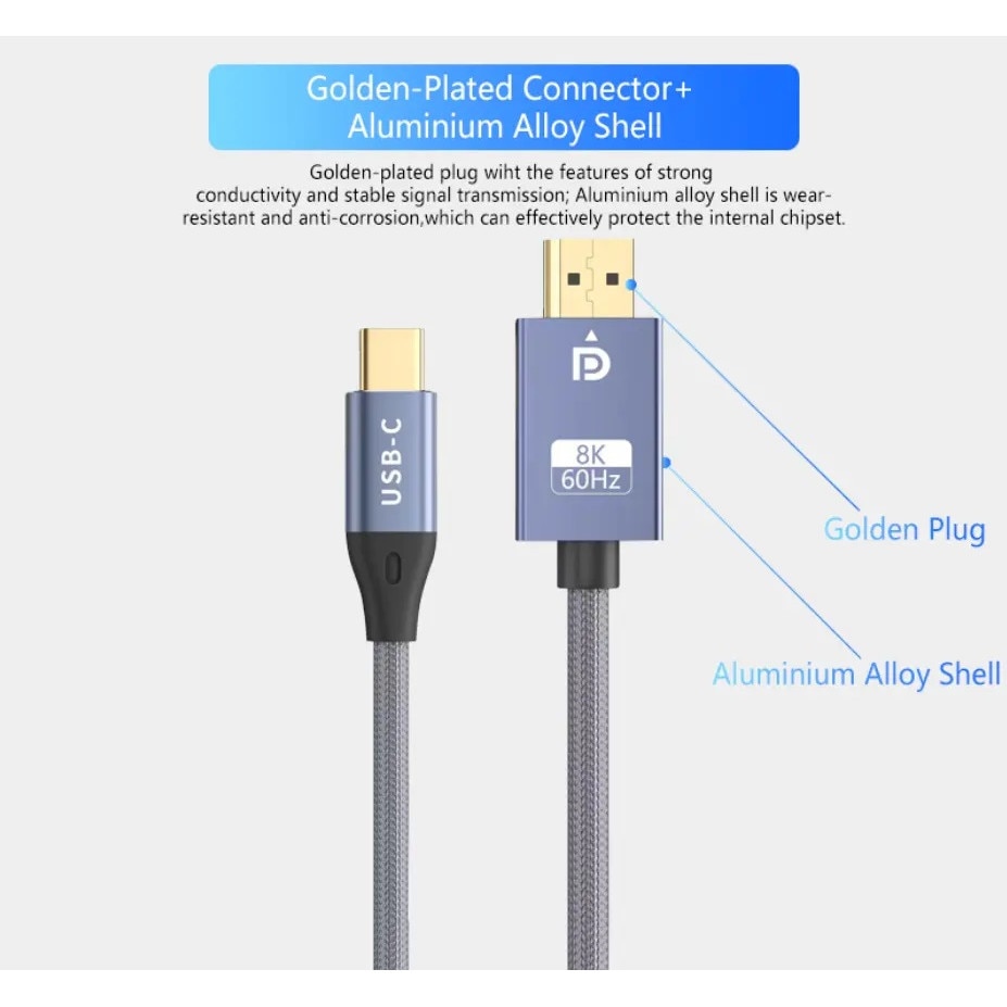 Cablu USB C - DisplayPort DP 1.4, 8K Bi-Directional DisplayPort to USB ...