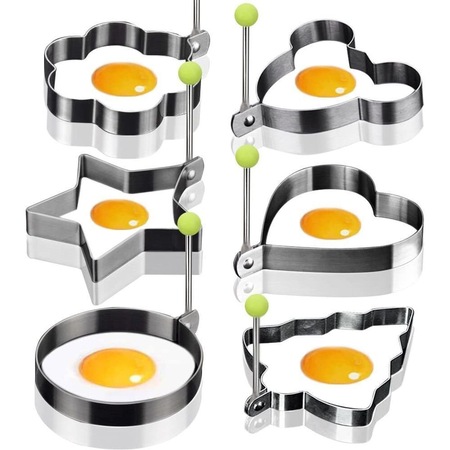 Set 6 forme de gatit oua prajite, Otel inoxidabil, Argintiu - eMAG.ro