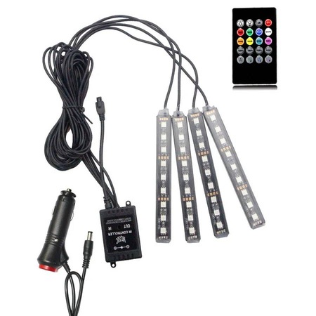 Kit lumini LED ambientale, 4 buc x 9 led, cu senzor de muzica - eMAG.ro