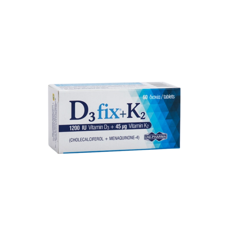 Vitamina D3 fix 1200IU+ K2, Uni Pharma, 60 comprimate - eMAG.ro