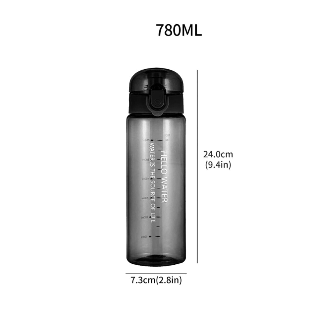 Sticla portabila apa, Plastic, Deschidere automata, 780ml, 7.3x24 cm, neagra - eMAG.ro