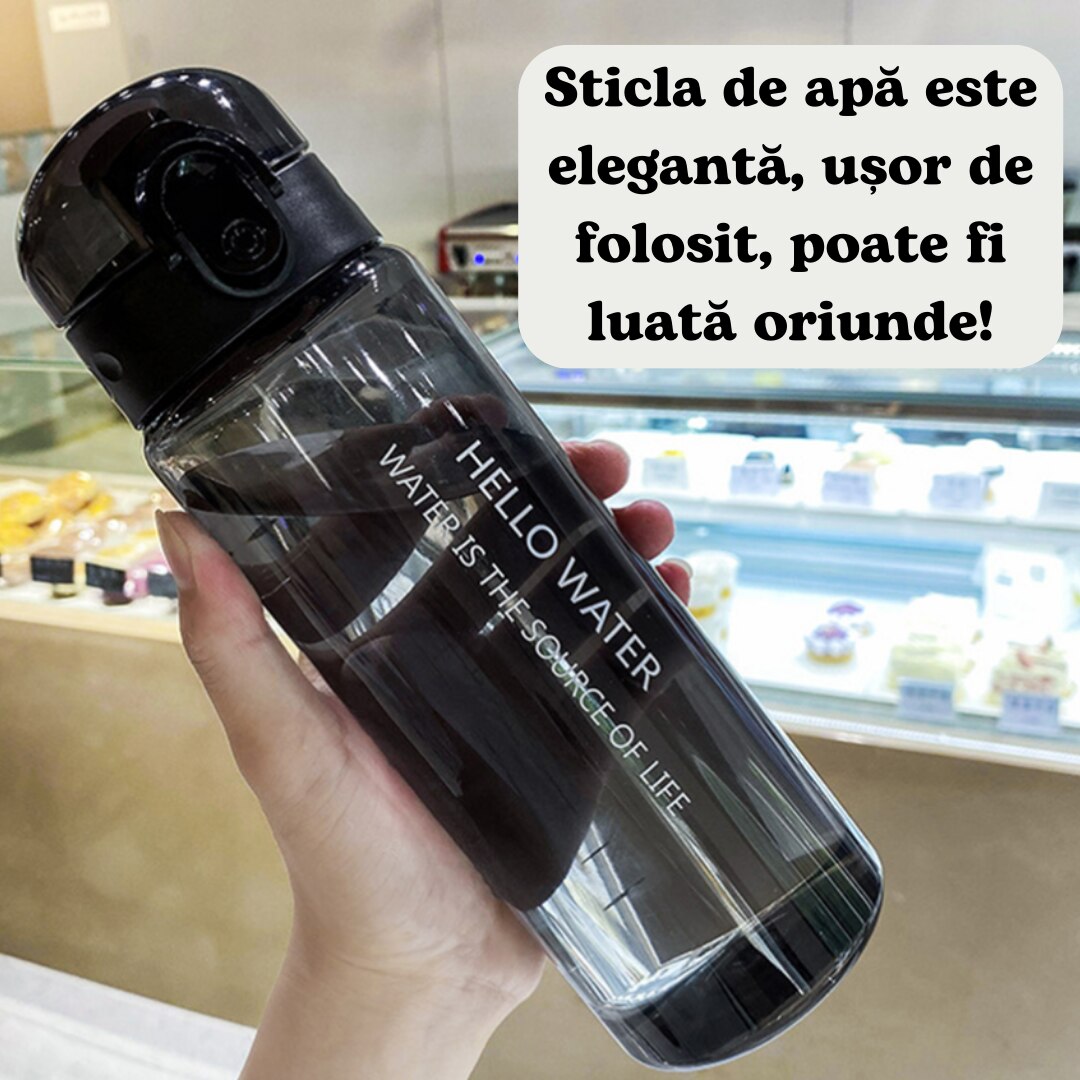 Sticla portabila apa, Plastic, Deschidere automata, 780ml, 7.3x24 cm ...