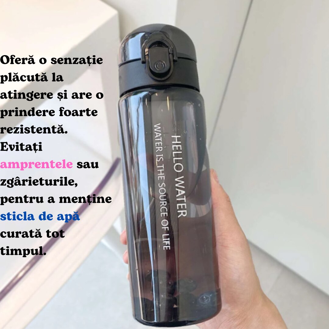 Sticla portabila apa, Plastic, Deschidere automata, 780ml, 7.3x24 cm ...