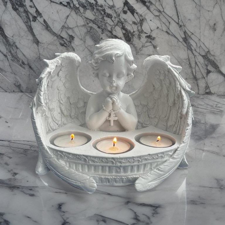 Suport ingeras lumanari, alb, ipsos, 22x15x14cm - eMAG.ro