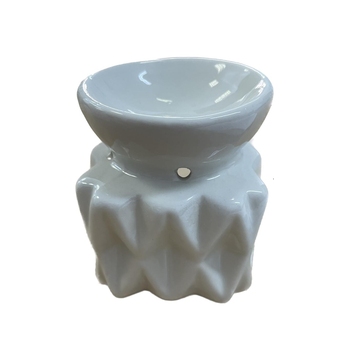 Vas aromatherapy ceramic, alb, abstract, 9 cm x 9 cm, Cadouridiversity ...