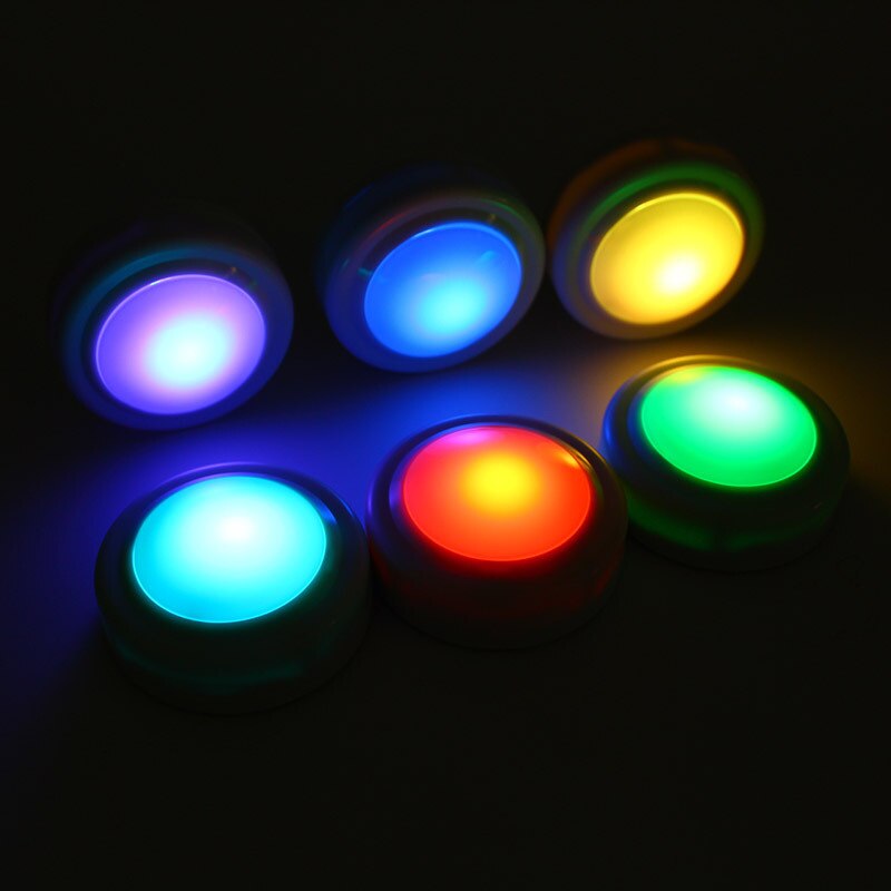 Set 3 spoturi LED RGB fara fir cu telecomanda, 16 culori, autoadeziv ...