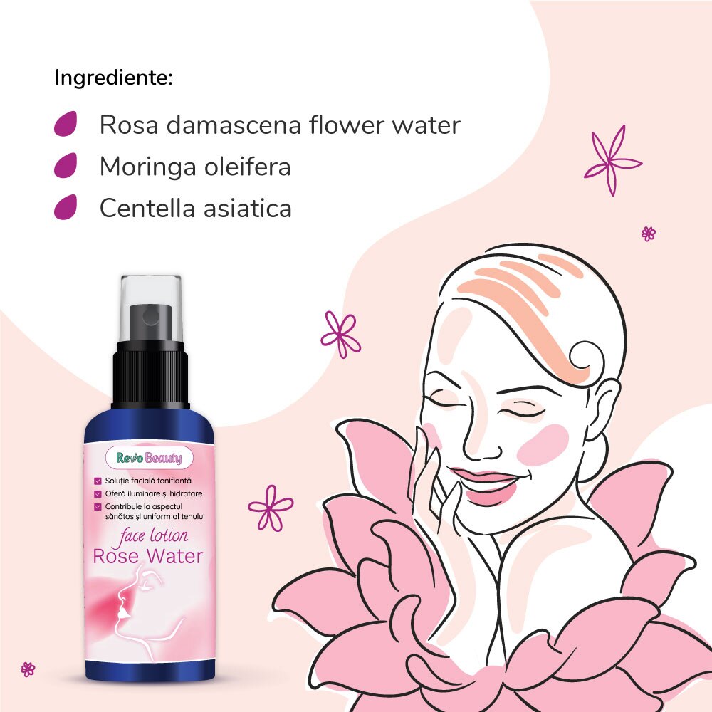 Lotiune de fata, Rose Water, Revo Natural - 100 ml - eMAG.ro