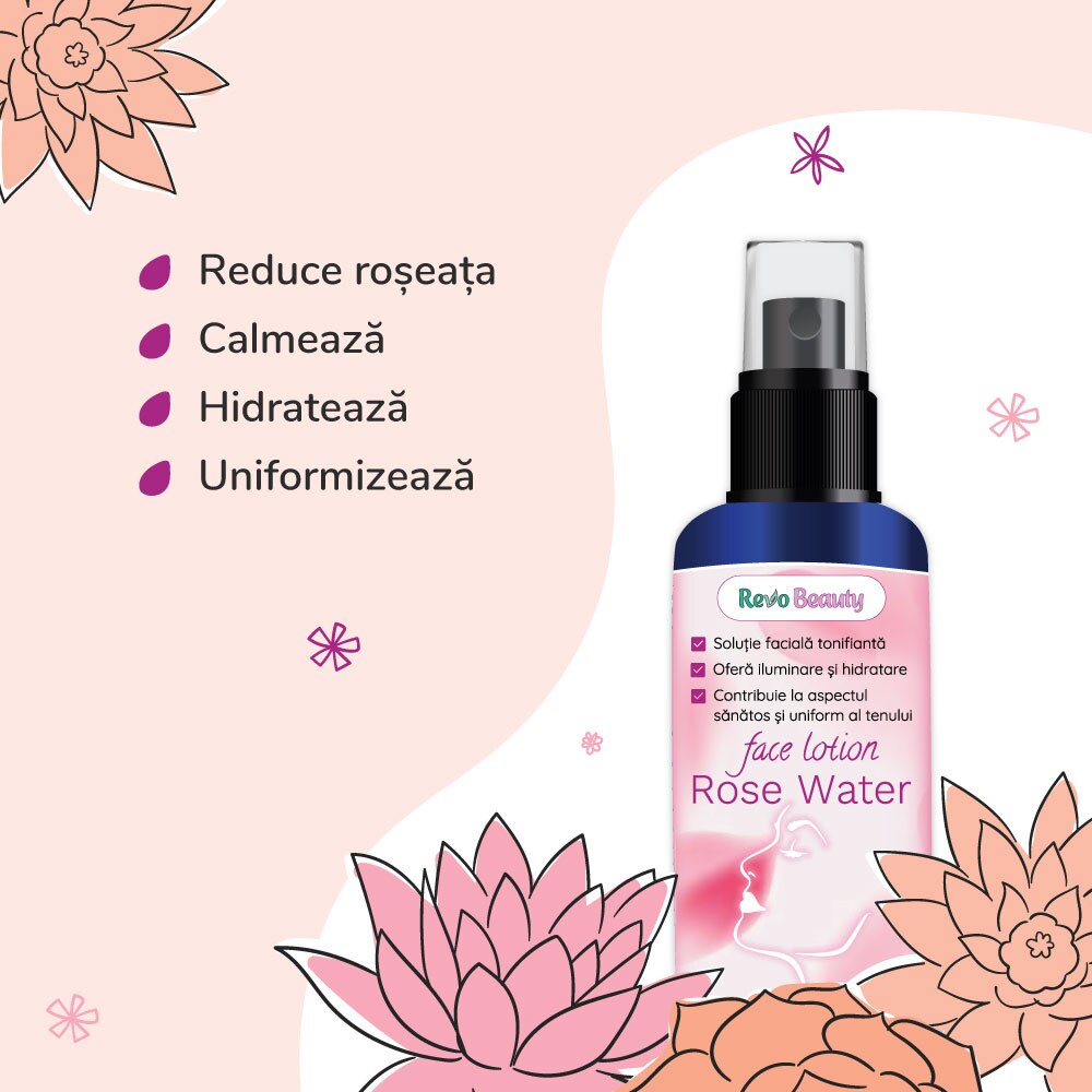 Lotiune de fata, Rose Water, Revo Natural - 100 ml - eMAG.ro