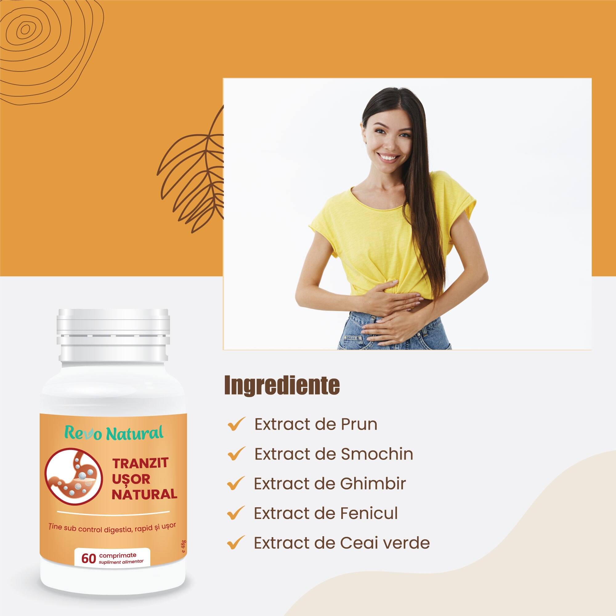 Supliment alimentar pentru constipatie, Tranzit Usor Natural, 60 ...