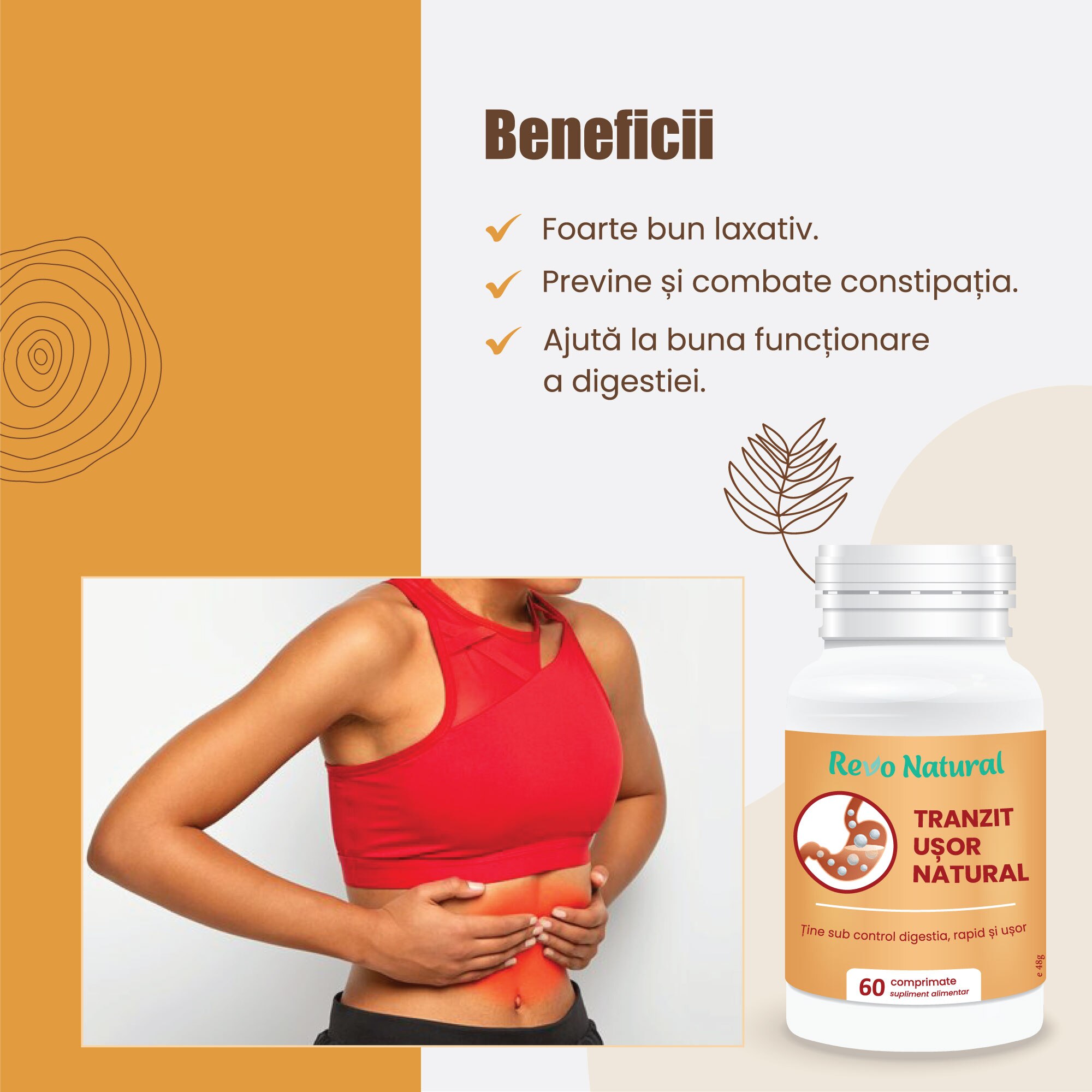 Supliment alimentar pentru constipatie, Tranzit Usor Natural, 60 ...