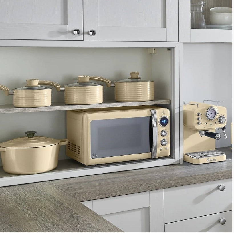 Cuptor cu microunde Swan, Retro, 20 litri, 5 trepte de putere, functie ...