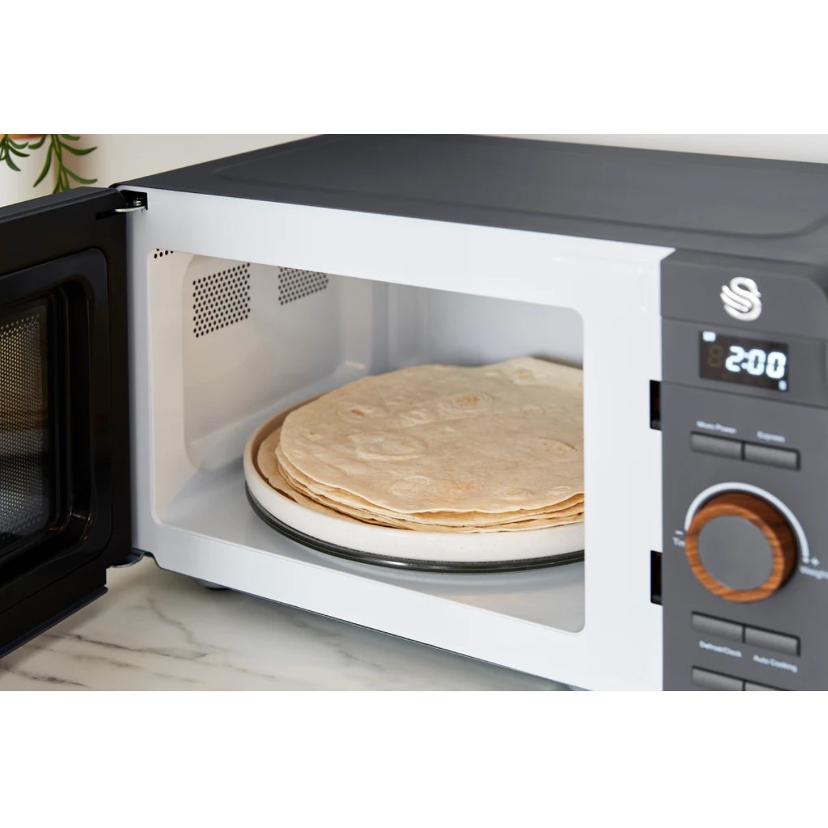 Cuptor cu microunde Swan, Nordic, 20 litri, 6 trepte de putere, functie ...